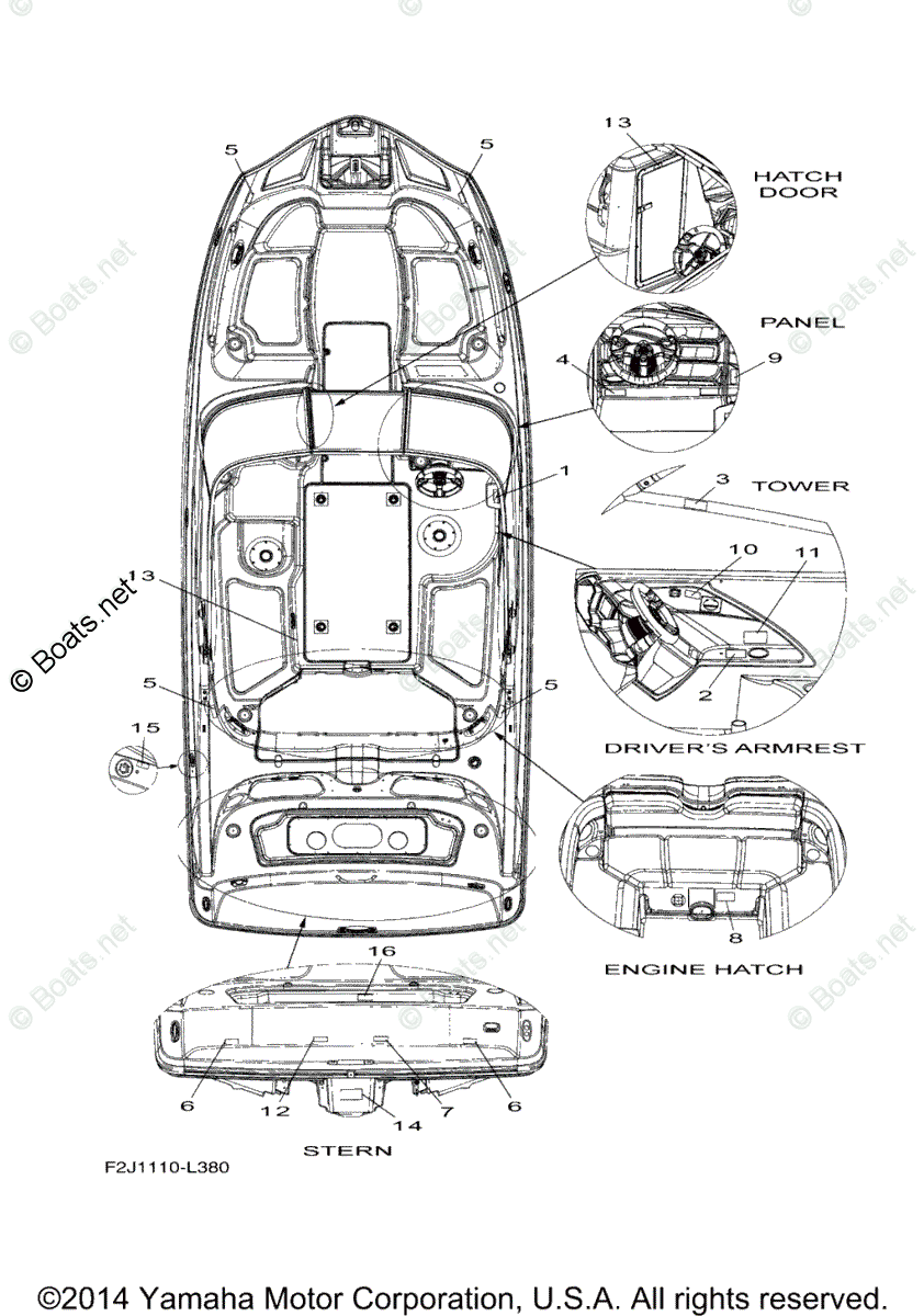 Yamaha Boats 2015 OEM Parts Diagram for Important Labels | Boats.net