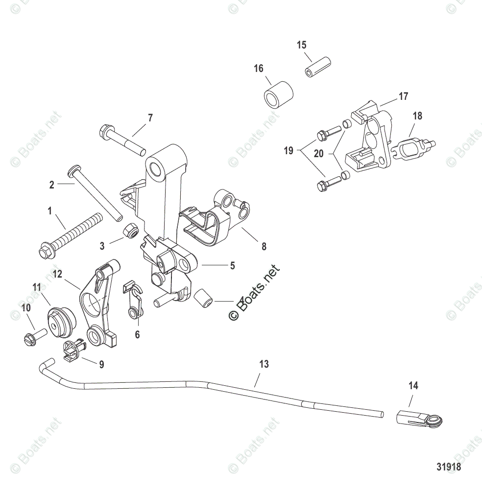 Mercury Outboard 40HP OEM Parts Diagram for Throttle Linkage, Jet ...