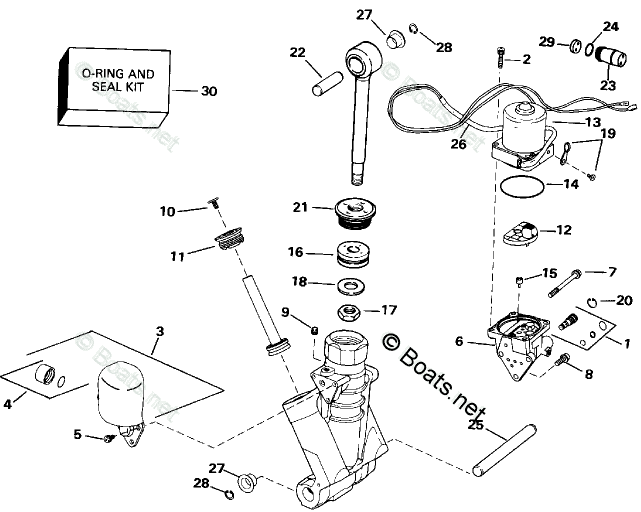 OMC Quiet Rider 90HP OEM Parts Diagram for Power Trim/Tilt Hydraulic ...
