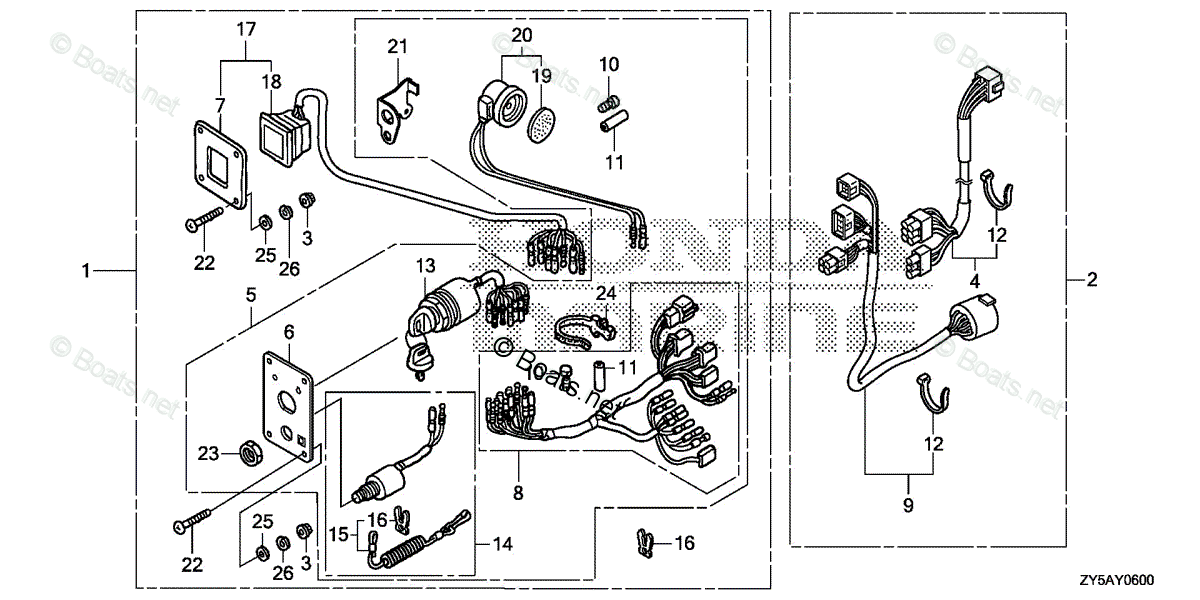 Honda Outboard 2007 And Later OEM Parts Diagram for Control Panel (1 ...