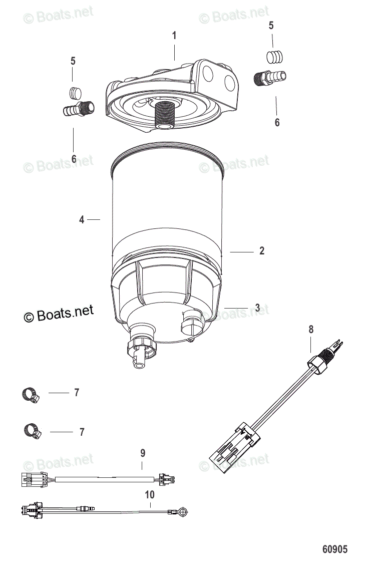 Mercury Outboard 115HP OEM Parts Diagram for Water Separating Fuel ...