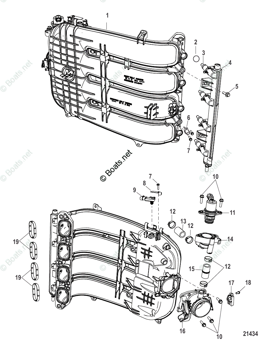 Mercury Outboard 115HP OEM Parts Diagram for Intergrated Air Fuel ...