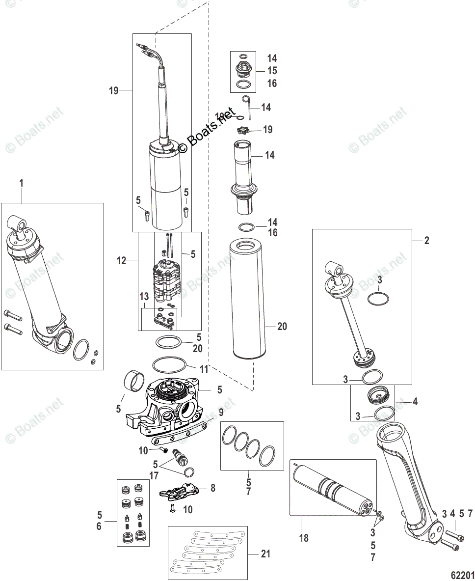 Mercury Outboard 450HP OEM Parts Diagram for Power Trim Components ...