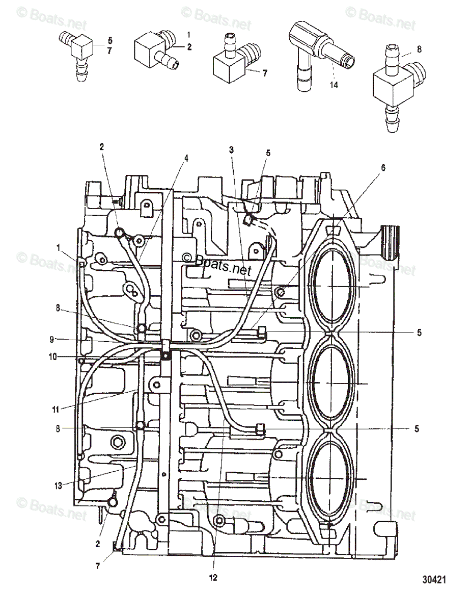 Mercury Outboard 200HP OEM Parts Diagram for Port Center Main Oiling ...