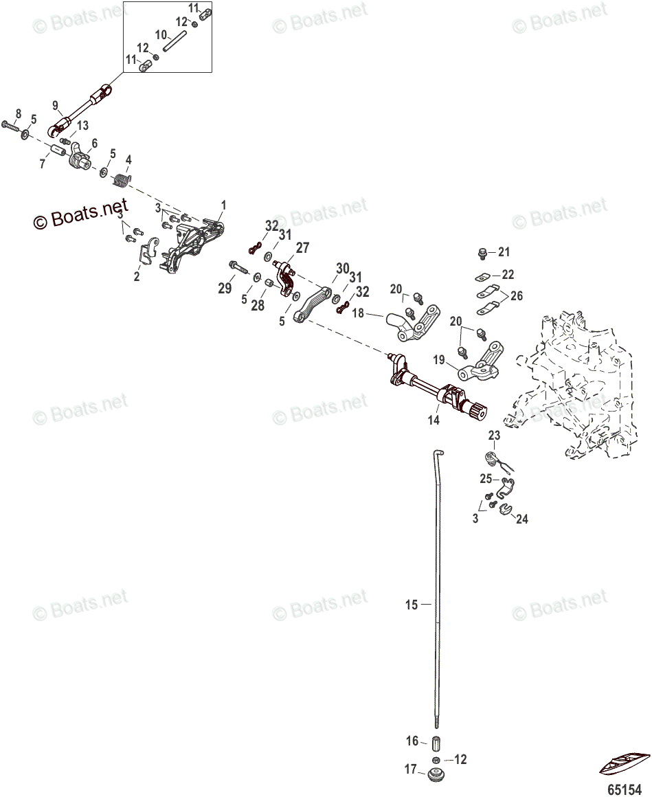 Mercury Outboard 15HP OEM Parts Diagram for Throttle and Shift Linkage ...