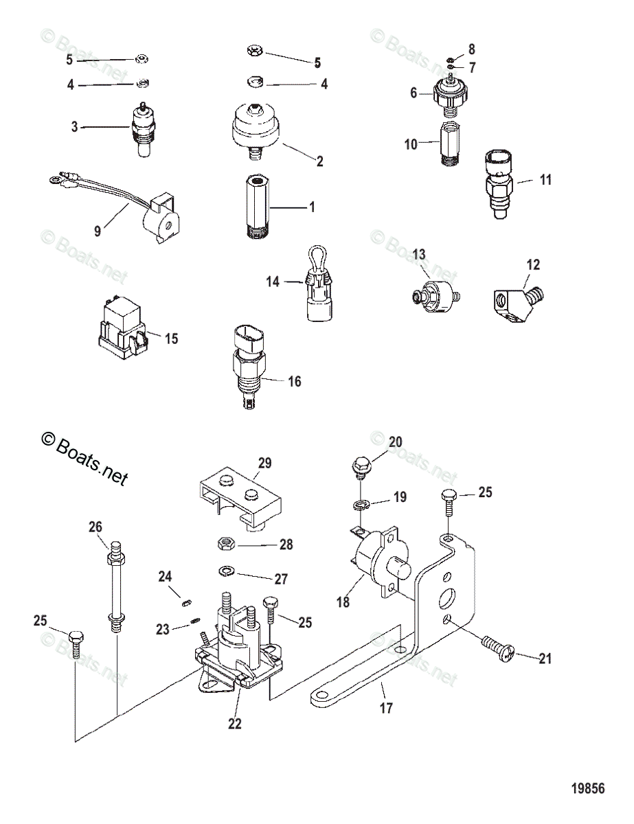 Mercruiser Sterndrive Gas Engines OEM Parts Diagram for Electrical ...