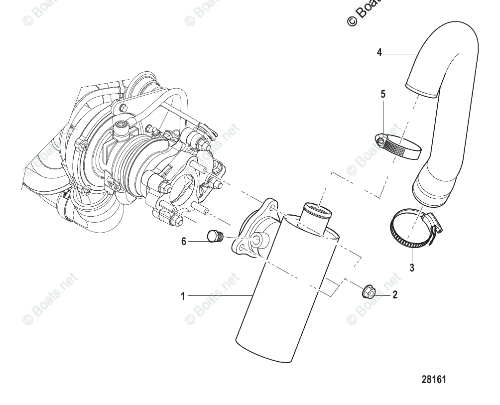 Mercruiser Inboard Diesel Engines OEM Parts Diagram for Exhaust ...