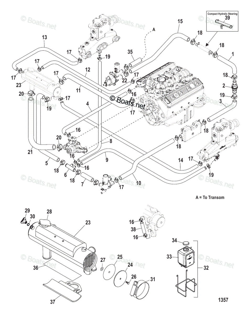Mercruiser Sterndrive Gas Engines OEM Parts Diagram for Closed Cooling ...