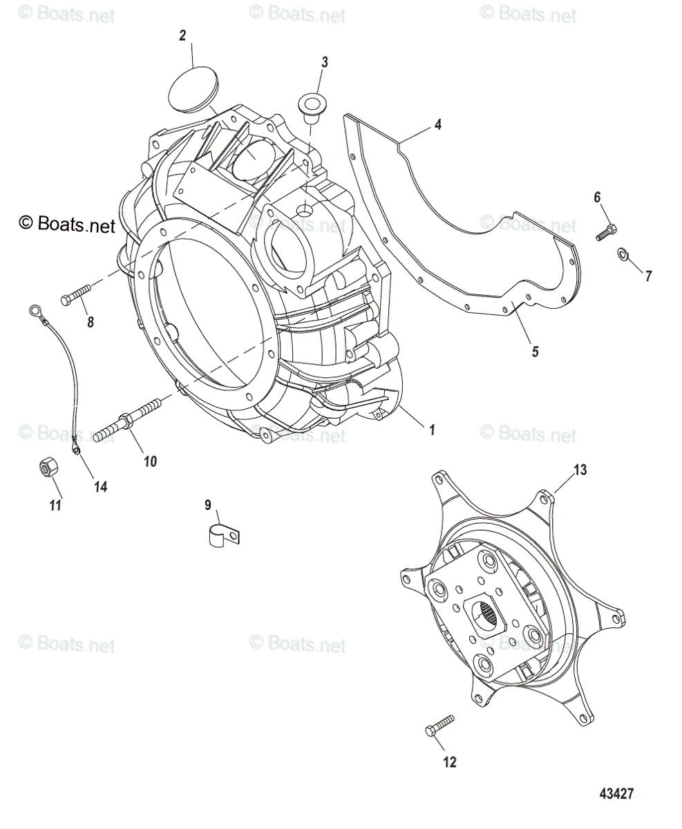 Mercruiser Inboard Gas Engines OEM Parts Diagram for Flywheel Housing ...