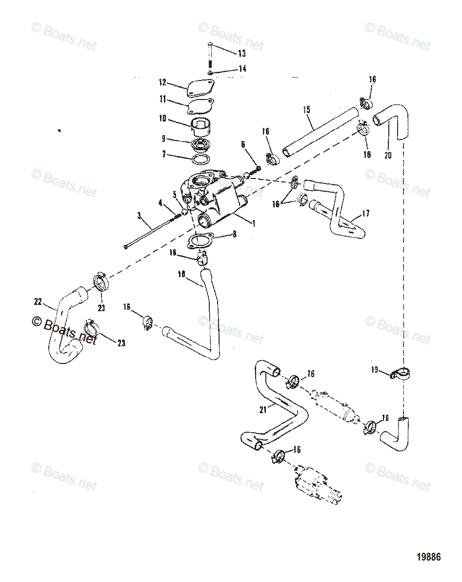 Mercruiser Inboard Gas Engines OEM Parts Diagram for Thermostat Housing ...