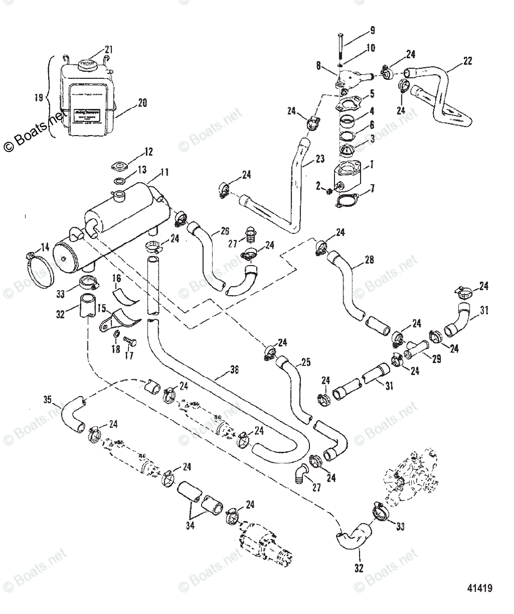 Mercruiser Inboard Gas Engines OEM Parts Diagram for CLOSED COOLING ...