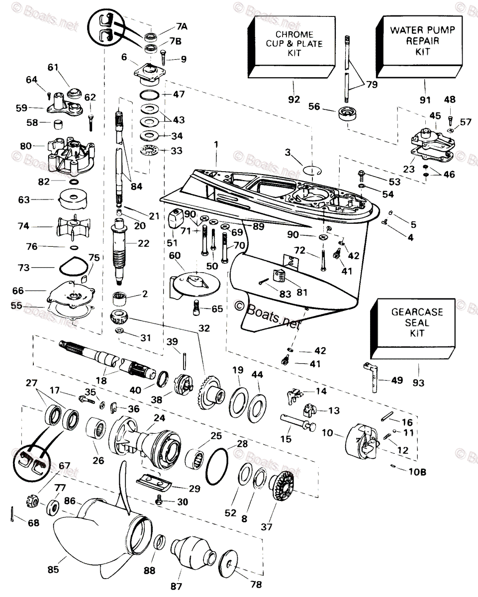 Johnson Outboard 2000 OEM Parts Diagram for Gearcase - 90 And 115 PL ...