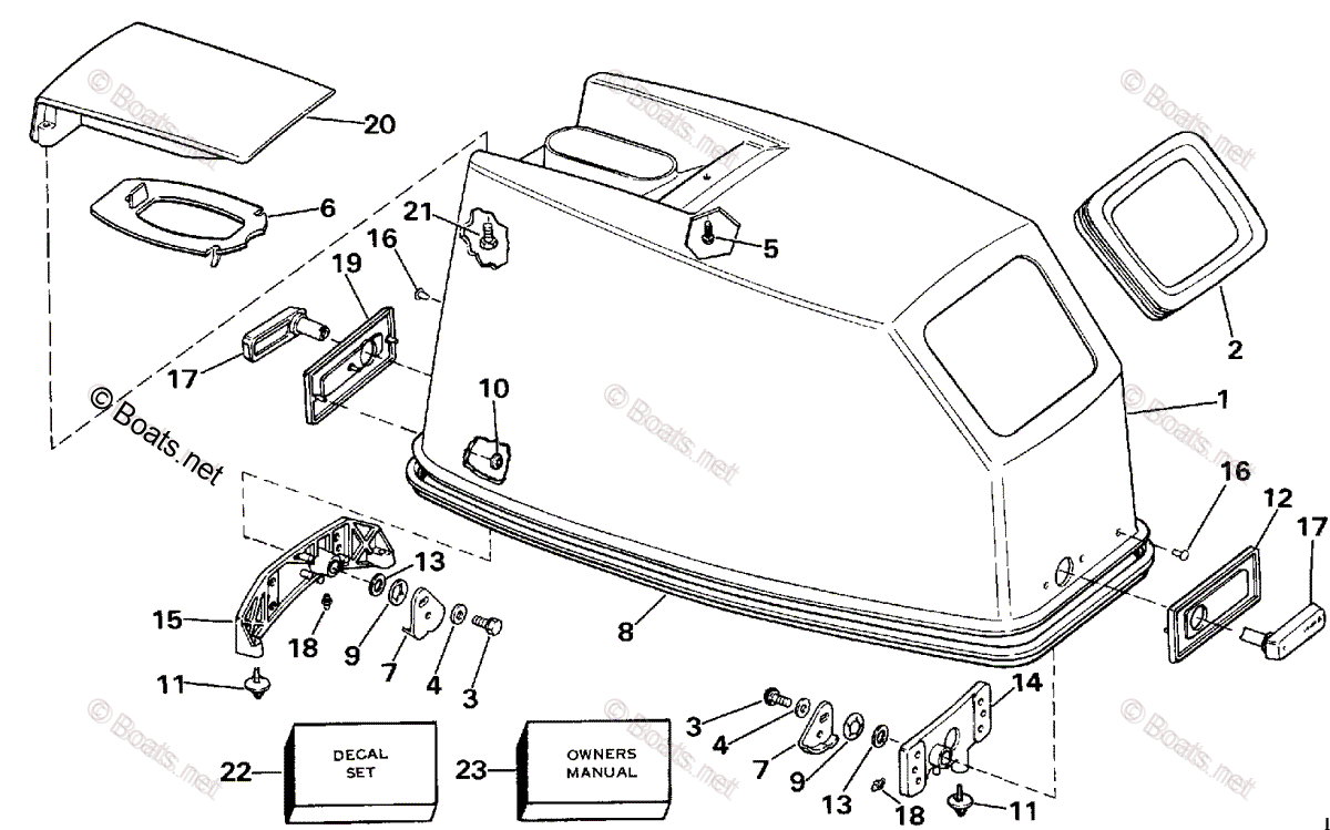 Johnson Outboard 1986 OEM Parts Diagram for Engine Cover - Evinrude ...