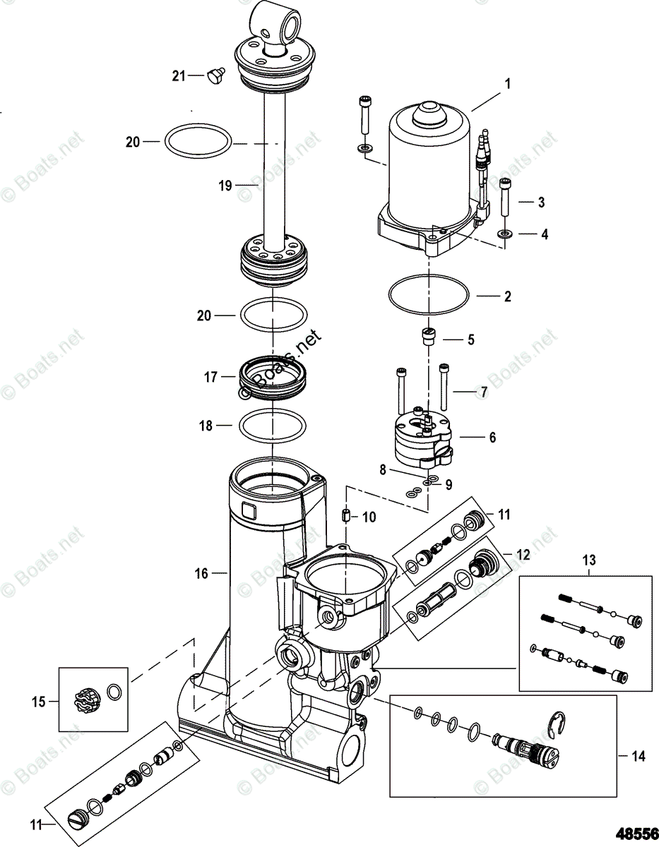 Mariner Outboard 2011 OEM Parts Diagram for Power Trim Assembly ...