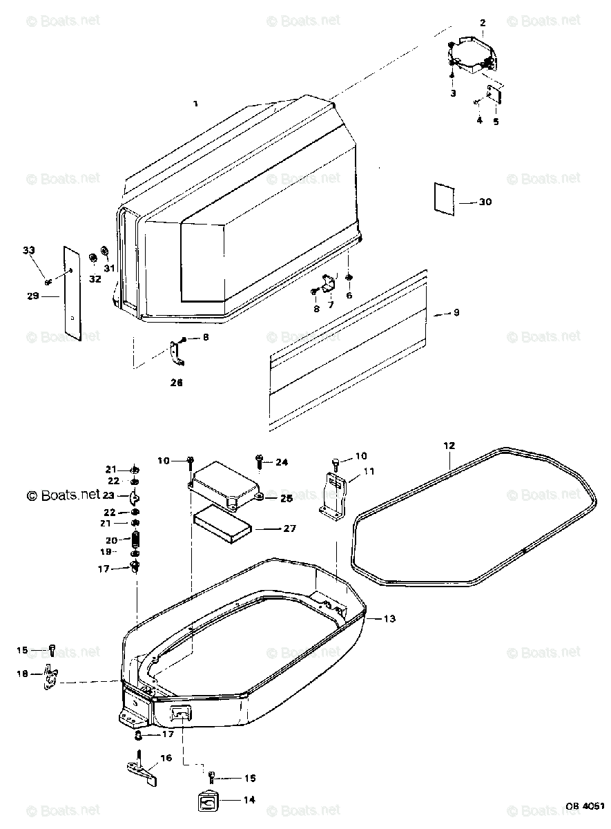 Force Outboard 1985 OEM Parts Diagram for ENGINE COVER AND SUPPORT ...
