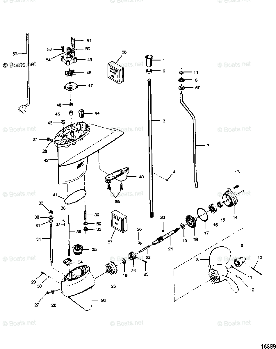 Force Outboard 1989 OEM Parts Diagram for Gear Housing | Boats.net