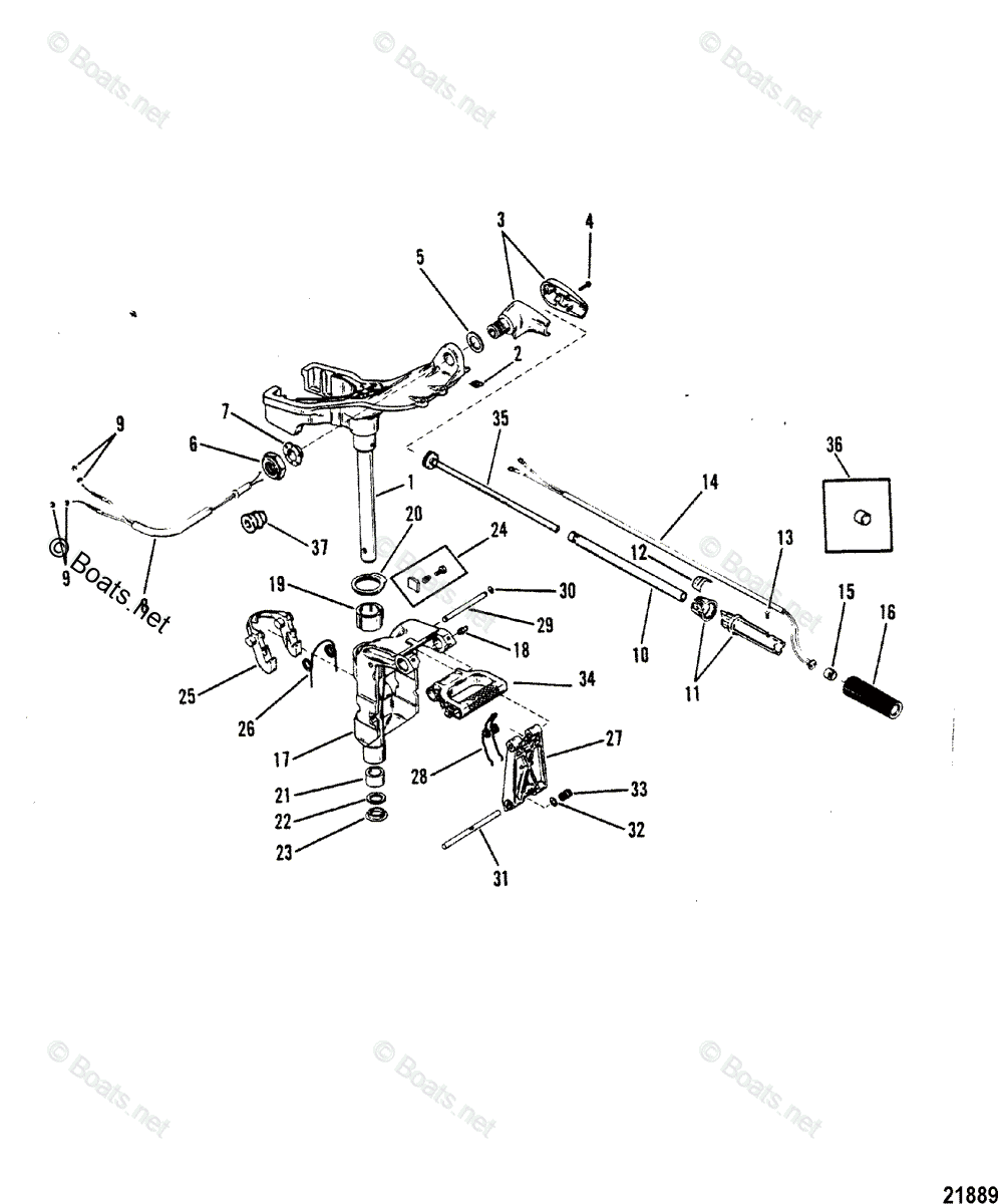 Mariner Outboard 1991 OEM Parts Diagram for Swivel Bracket and Steering ...