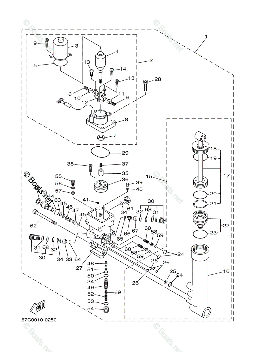 Yamaha Outboard 2000 OEM Parts Diagram for POWER TRIM & TILT ASSEMBLY ...