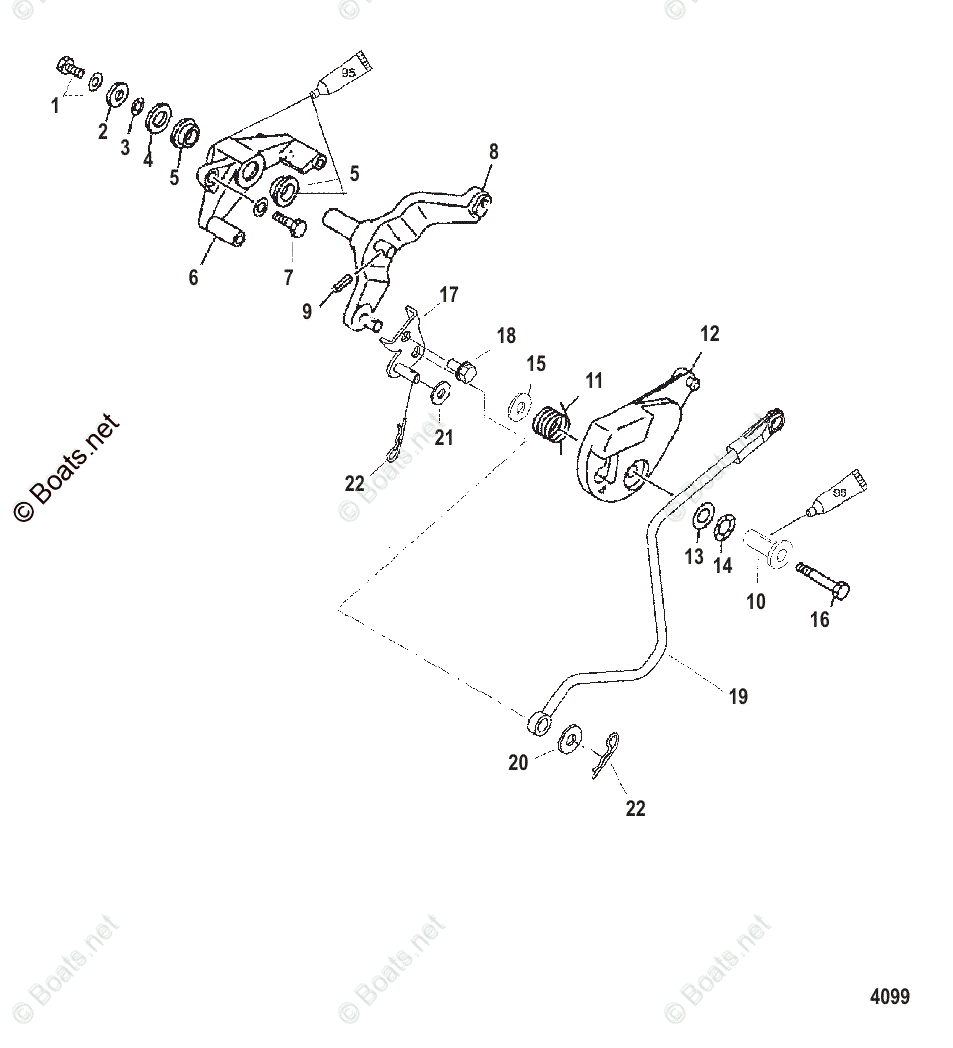 Mercury Outboard 90HP OEM Parts Diagram for Throttle Lever and Linkage ...