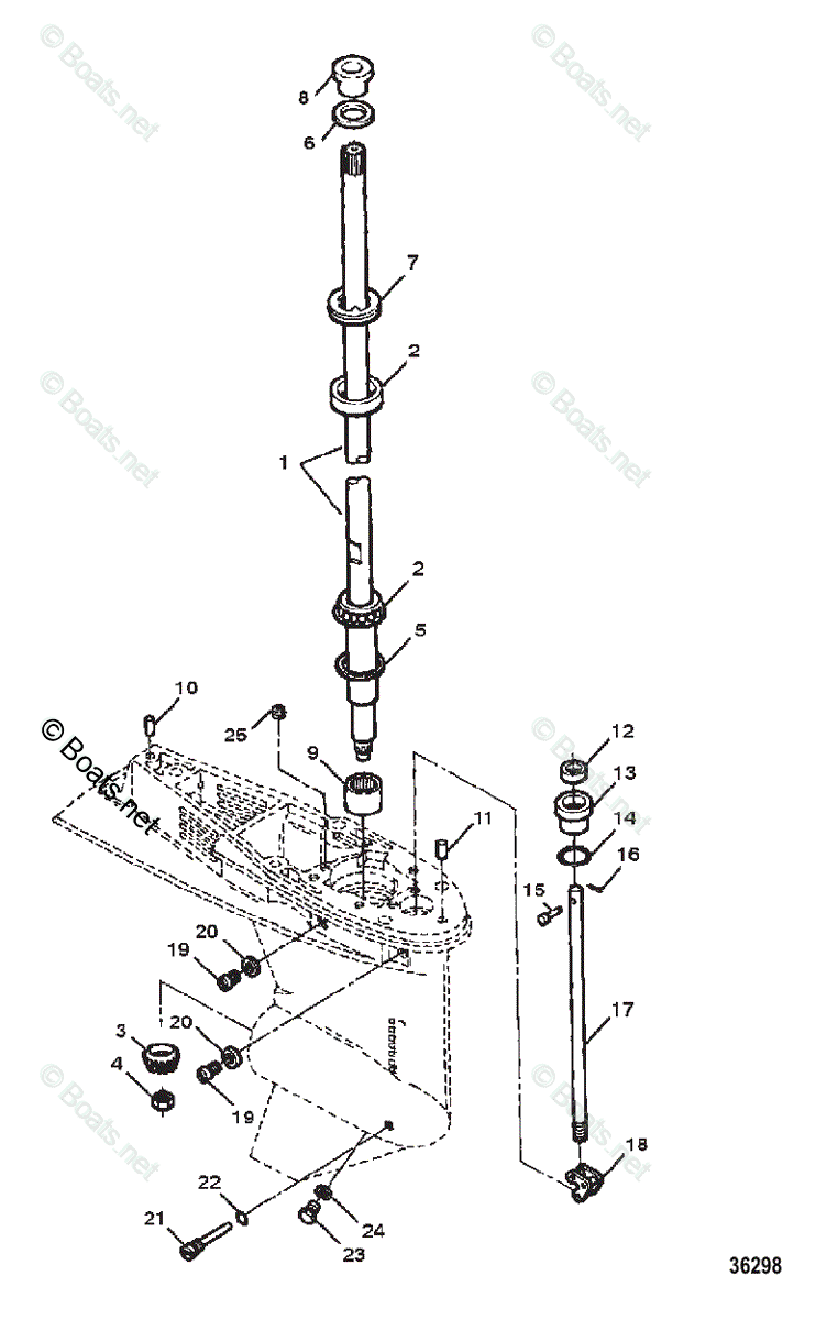Force Outboard 1998 OEM Parts Diagram for DRIVESHAFT AND LOWER SHIFT ...