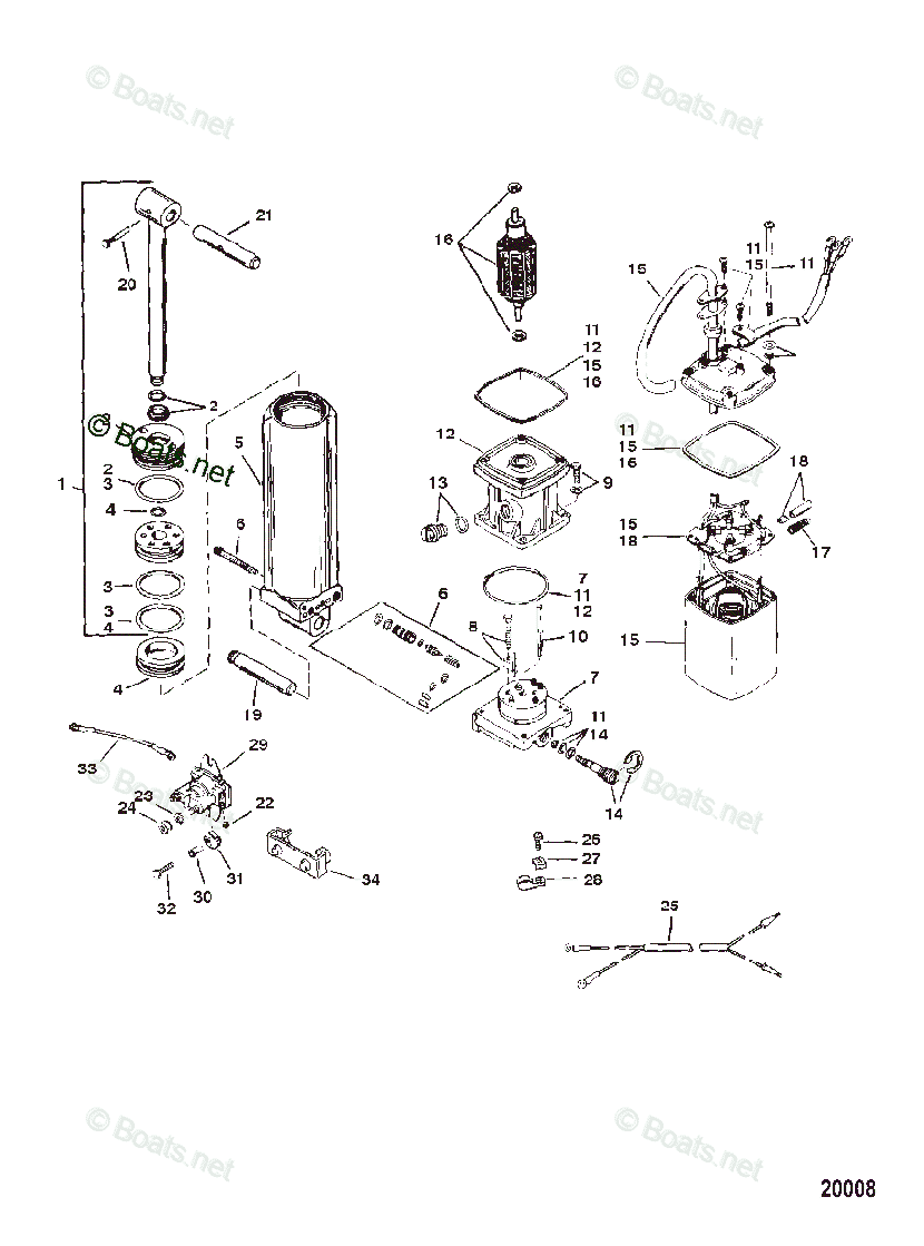 Force Outboard 1996 OEM Parts Diagram for Power Trim Components(Design ...