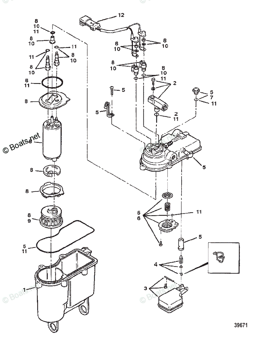 Mercruiser Sterndrive Gas Engines OEM Parts Diagram for VAPOR SEPARATOR ...