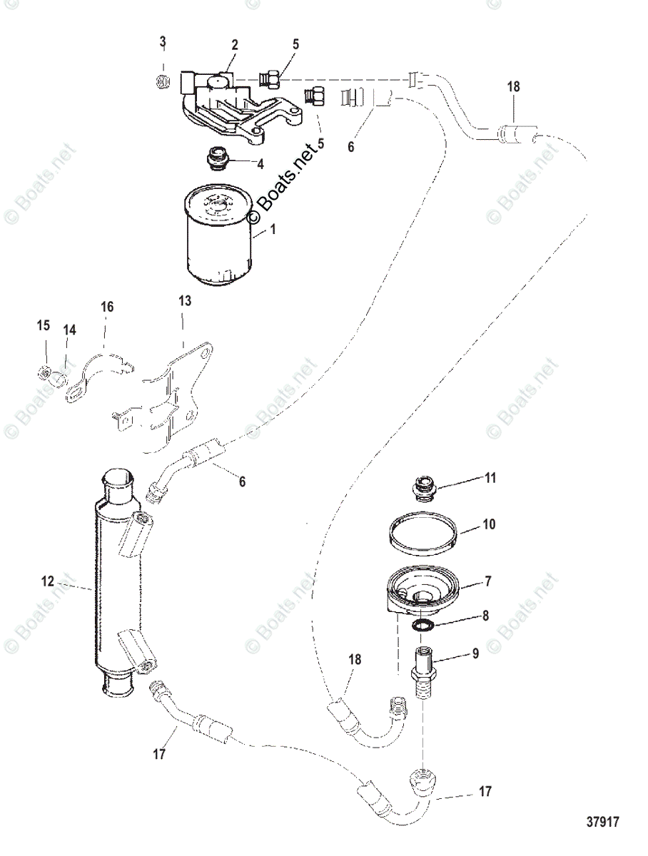 Mercruiser Inboard Gas Engines OEM Parts Diagram for Oil Filter and ...