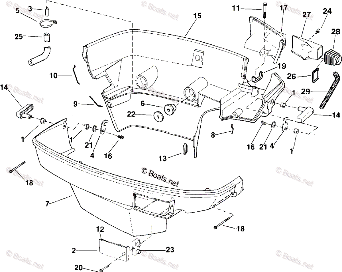 Evinrude Outboard 1991 OEM Parts Diagram for LOWER ENGINE COVER | Boats.net