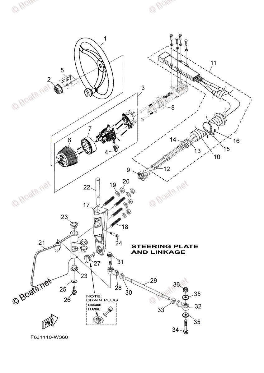 Yamaha Boats 2021 OEM Parts Diagram for Steering | Boats.net
