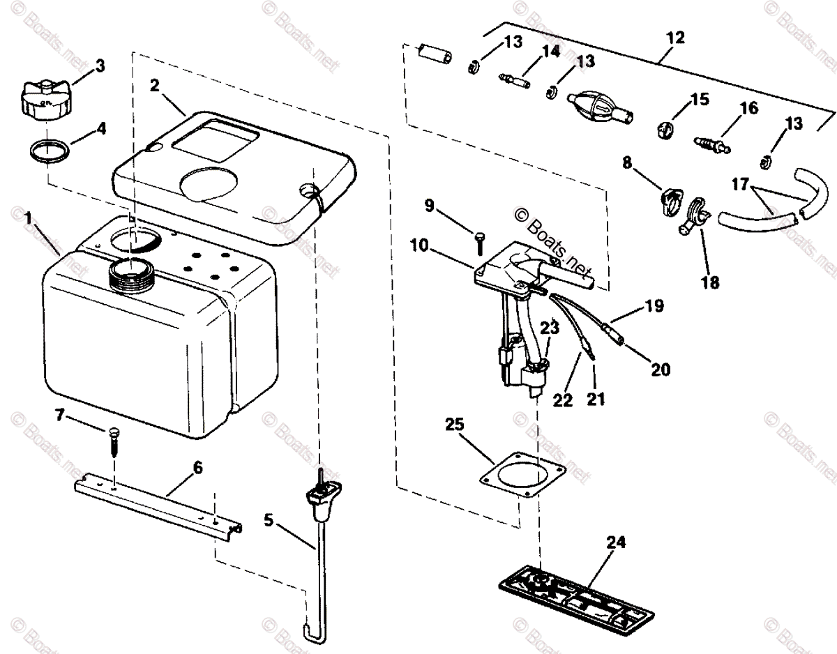 Evinrude Outboard 1992 OEM Parts Diagram for VRO 2 OIL TANK KIT - 1.8 ...