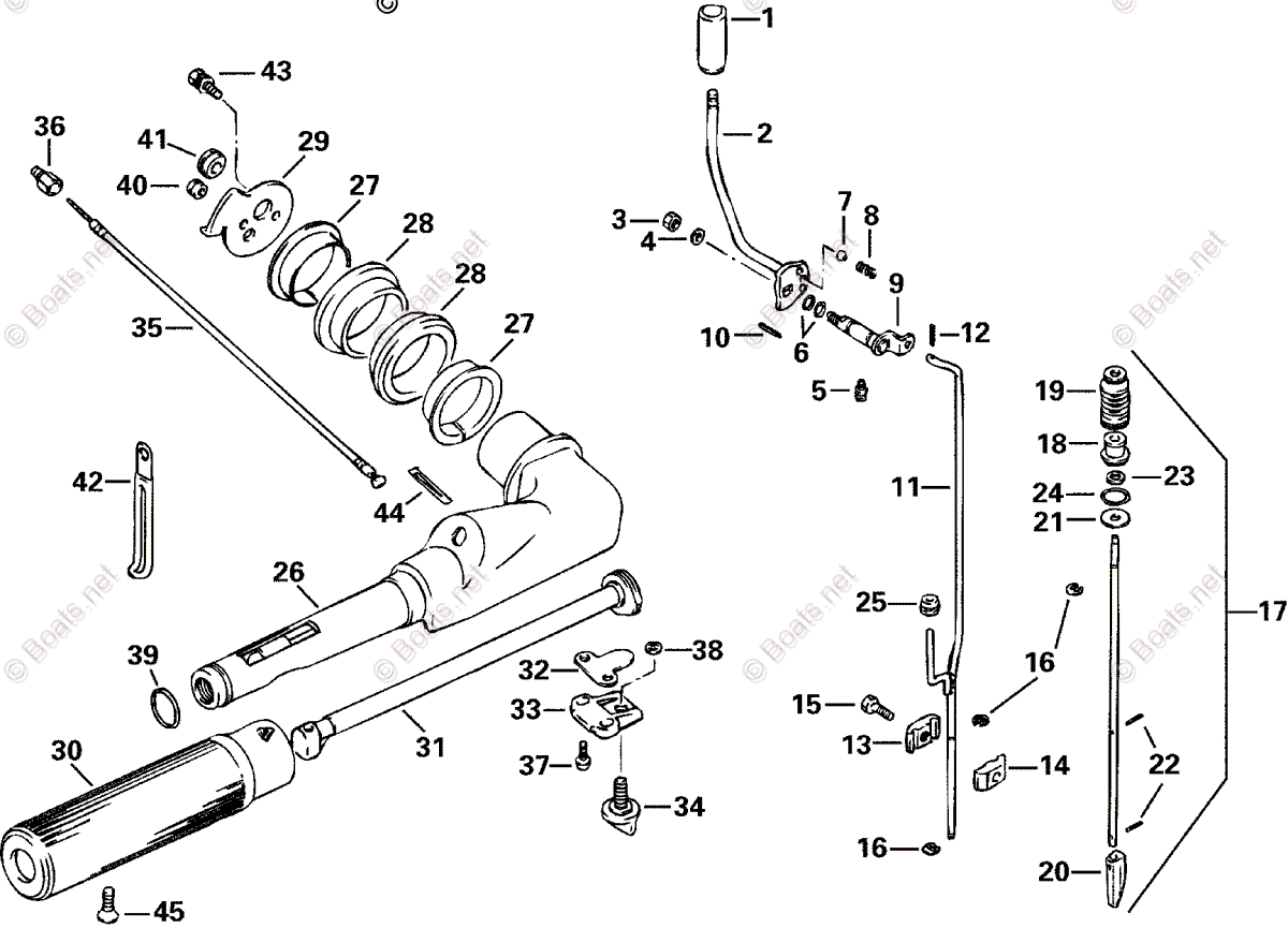Johnson Outboard 2000 OEM Parts Diagram for Shift And Tiller Handle ...