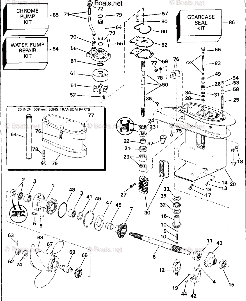 Johnson Outboard 1992 OEM Parts Diagram for Gearcase | Boats.net