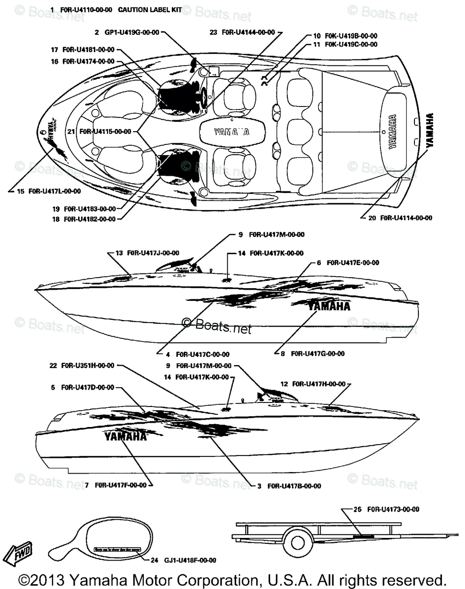 Yamaha Boats 1999 OEM Parts Diagram for Graphics | Boats.net
