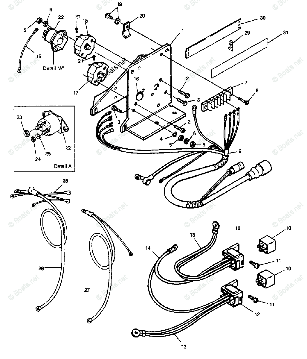 Force Outboard 1990 OEM Parts Diagram for TRIM PUMP BRACKET AND RELAYS ...