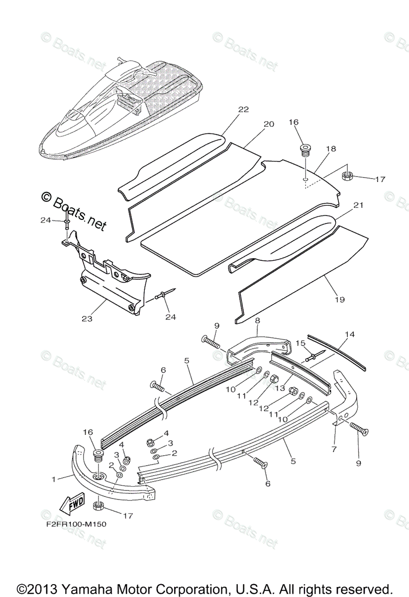Yamaha Waverunner 2014 OEM Parts Diagram for Gunwale. Mat | Boats.net