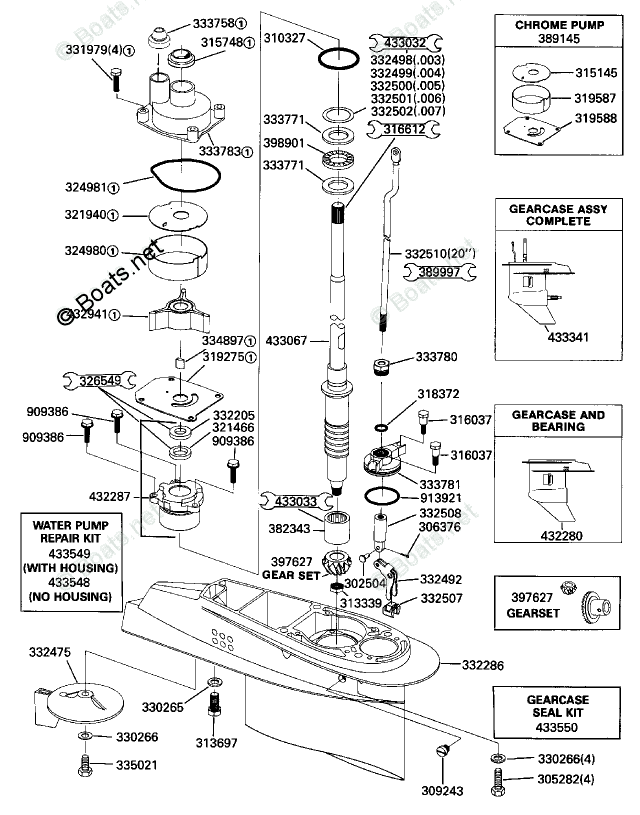 Evinrude Outboard 1989 OEM Parts Diagram for Gearcase | Boats.net