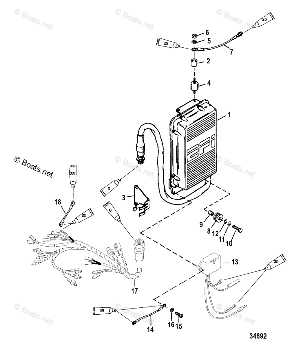 Mercury Outboard 150HP OEM Parts Diagram for ECU Assembly | Boats.net