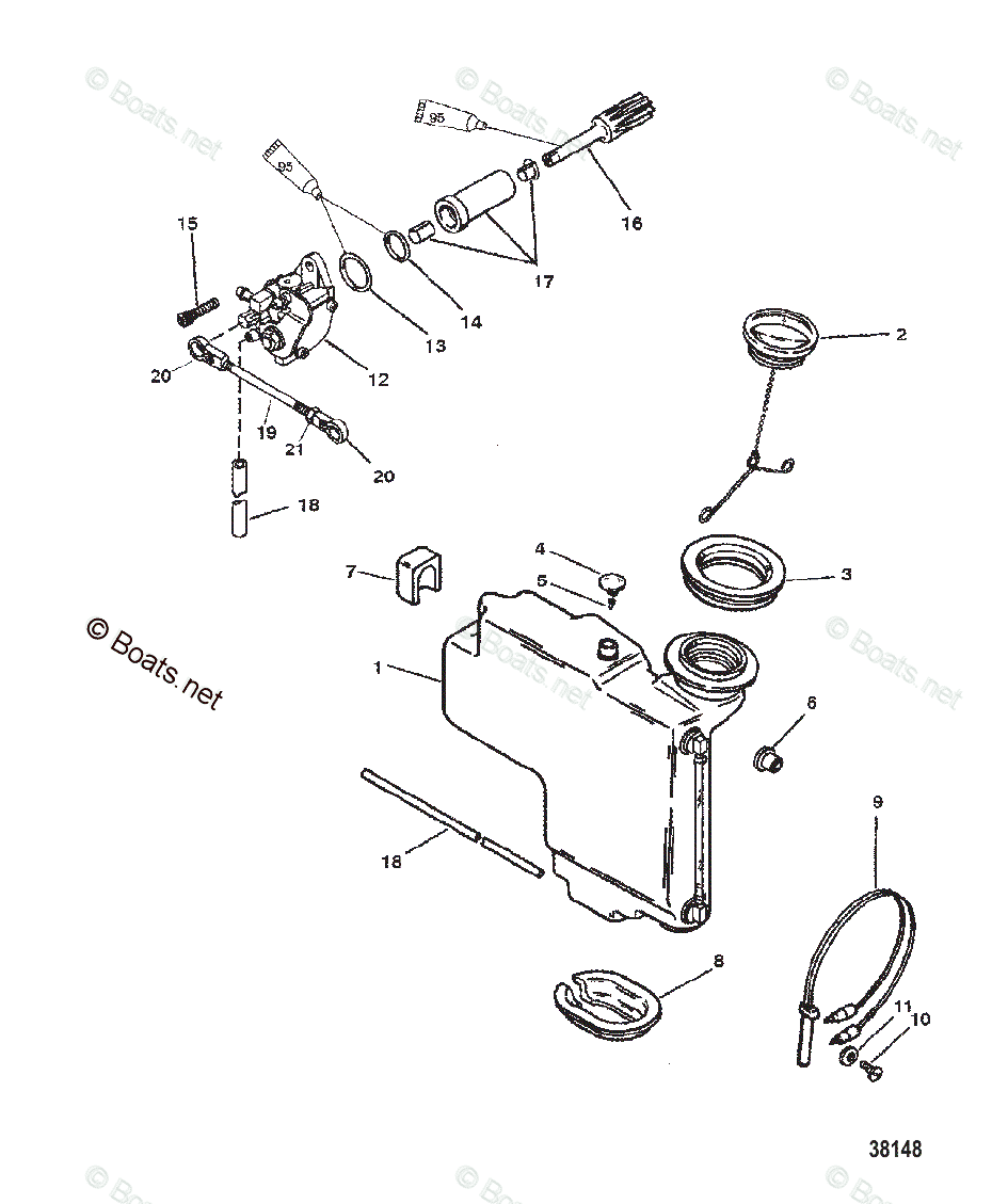 Mariner Outboard 1994 OEM Parts Diagram for Oil Injection Components ...