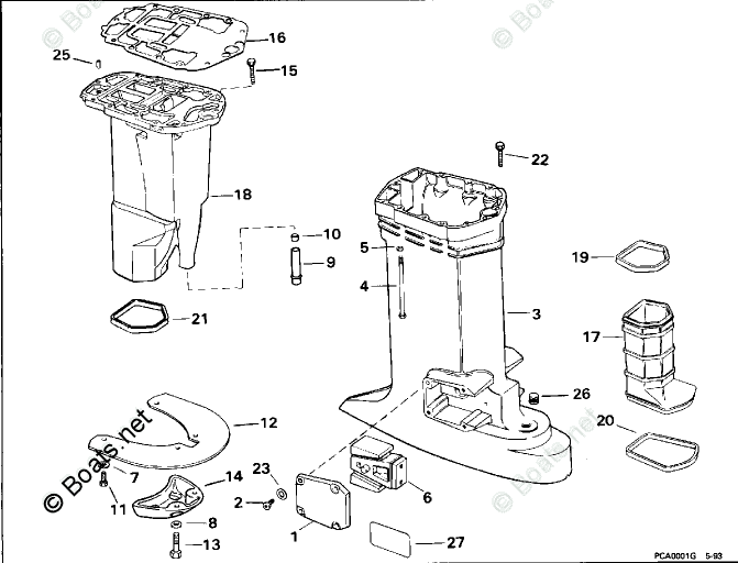 OMC Quiet Rider 150HP OEM Parts Diagram for EXHAUST HOUSING | Boats.net