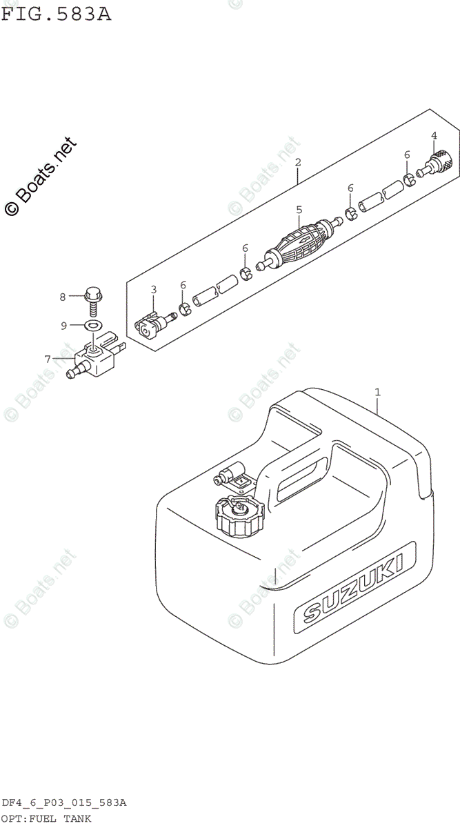 Suzuki Outboard 2015 OEM Parts Diagram for OPT:FUEL TANK (DF4 P03 ...