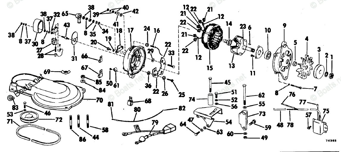 OMC Rigging Parts & Accessories 1978 OEM Parts Diagram for Alternator ...