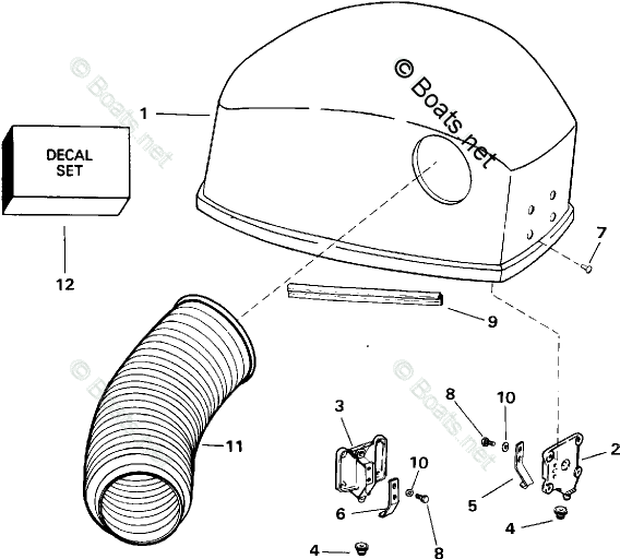 OMC Quiet Rider 115HP OEM Parts Diagram for Engine Cover - Quiet Rider ...