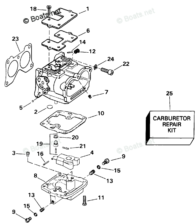 OMC Quiet Rider 90HP OEM Parts Diagram for CARBURETOR | Boats.net