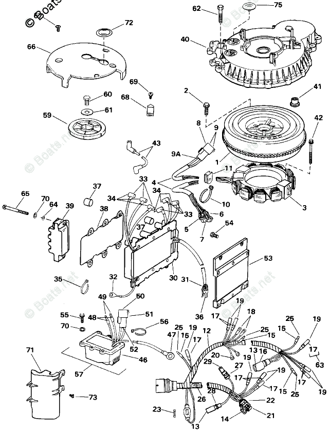 OMC Quiet Rider 150HP OEM Parts Diagram for Ignition System - Quiet ...