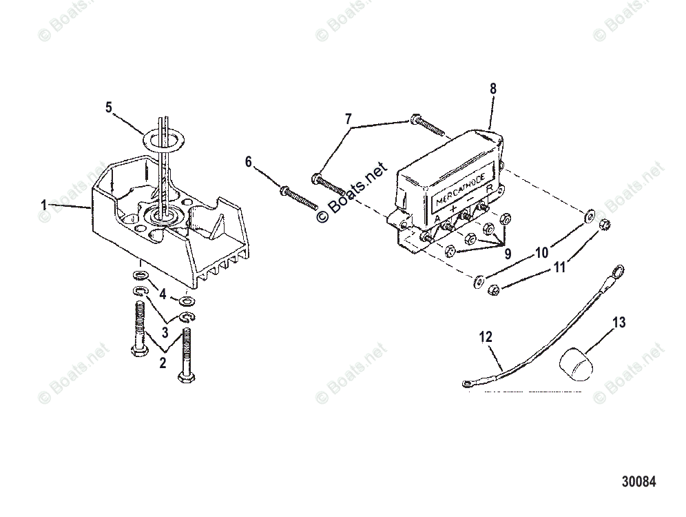 Mercruiser Sterndrive Transoms OEM Parts Diagram for Mercathode Kit ...