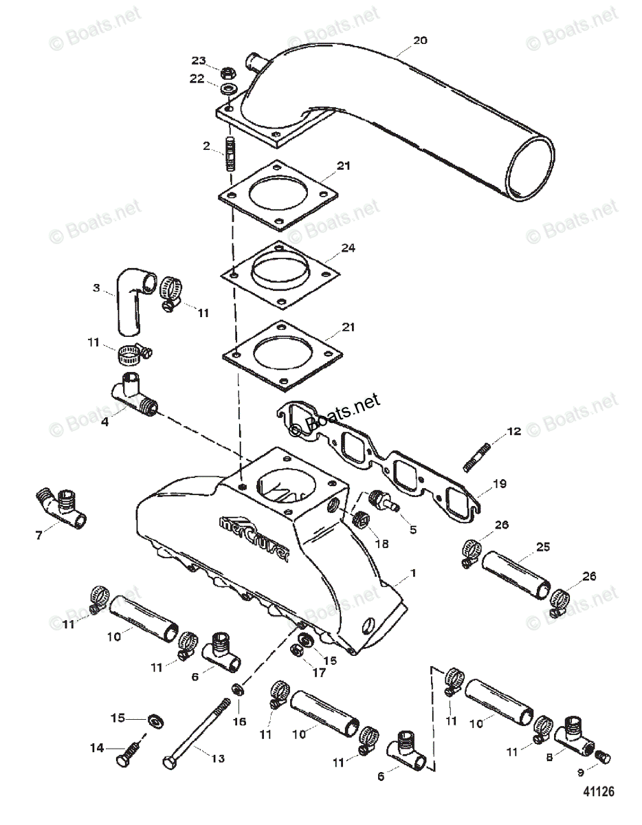 Mercruiser Sterndrive Gas Engines OEM Parts Diagram for Exhaust ...