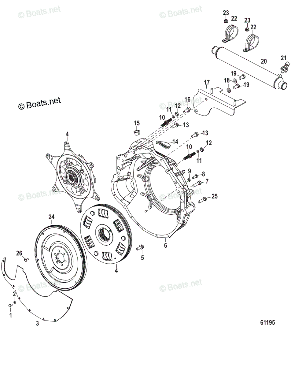 Mercruiser Inboard Gas Engines OEM Parts Diagram for Flywheel Housing ...