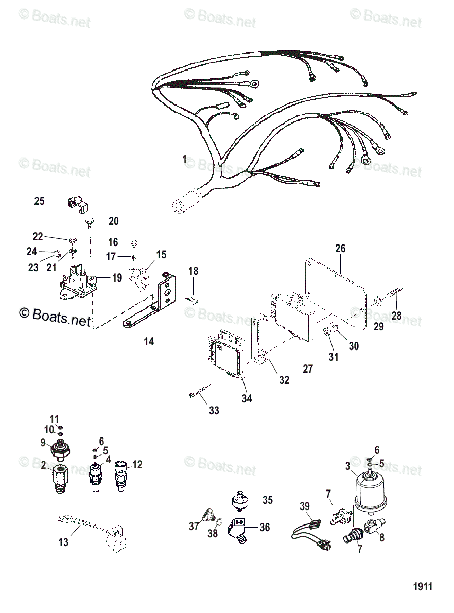 Mercruiser Inboard Gas Engines OEM Parts Diagram for WIRING HARNESS AND ...