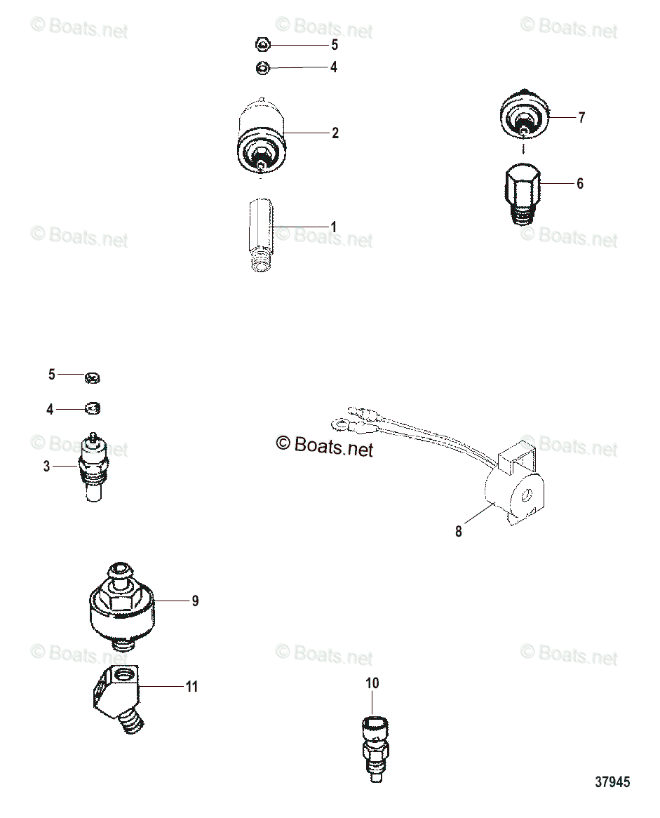 Mercruiser Inboard Gas Engines OEM Parts Diagram for SENDERS AND ...