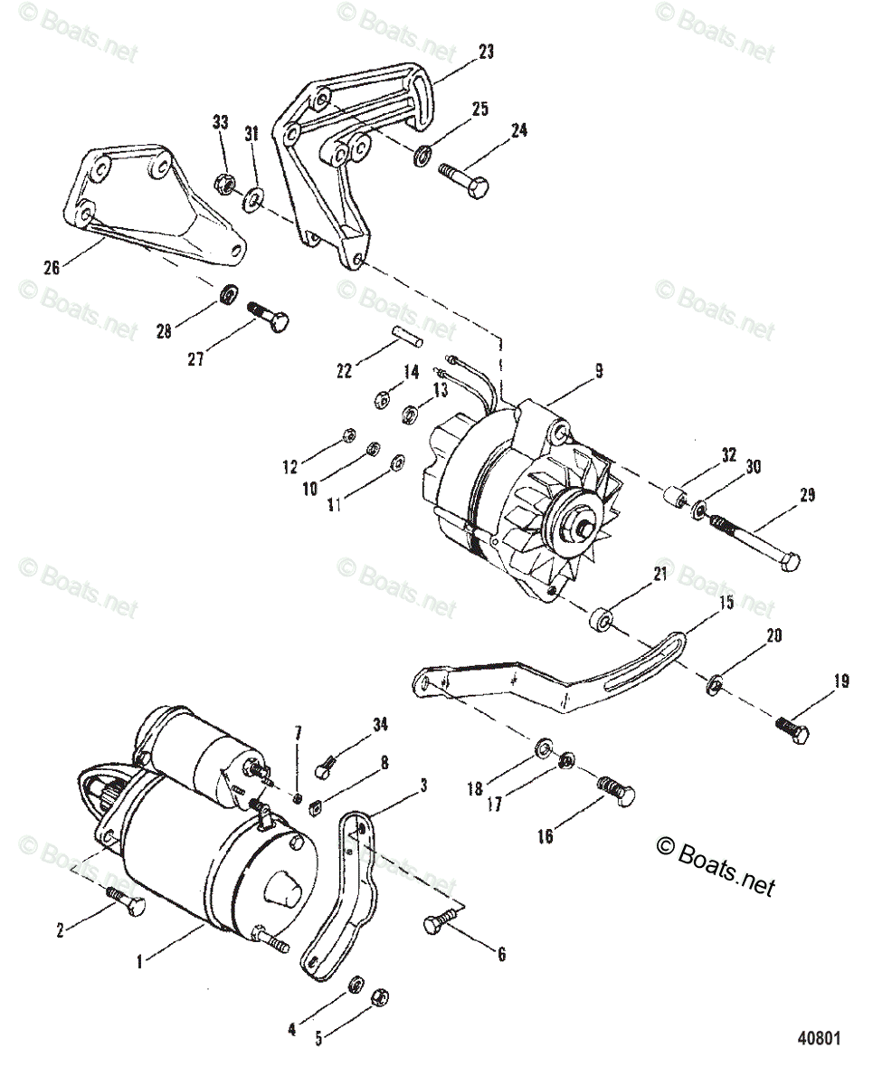 Mercruiser Sterndrive Gas Engines OEM Parts Diagram for STARTER MOTOR ...
